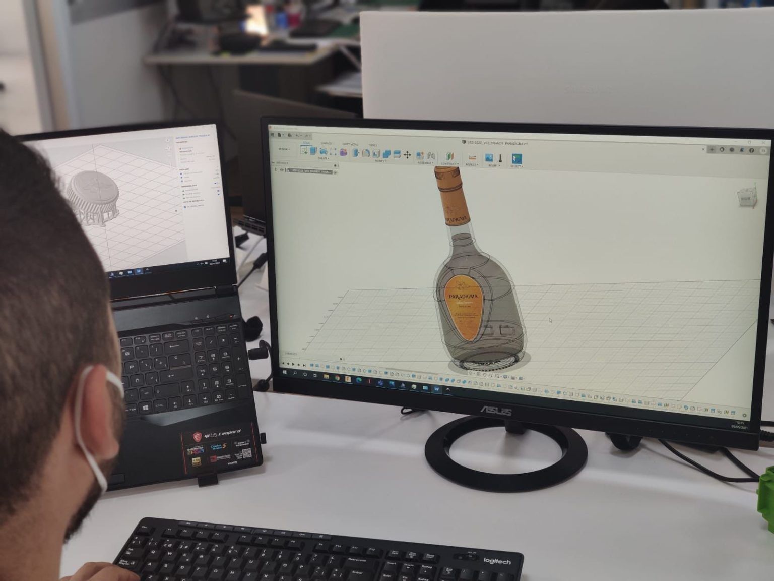 Modelado CAD. Proyecto de packaging de botella - 3DALIA